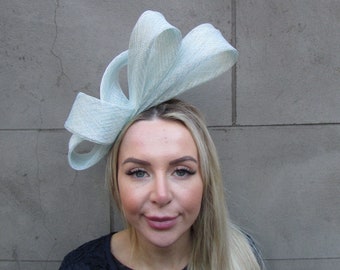 Light Duck Egg Blue Pale Aqua Flower Feather Hat Fascinator Races ...