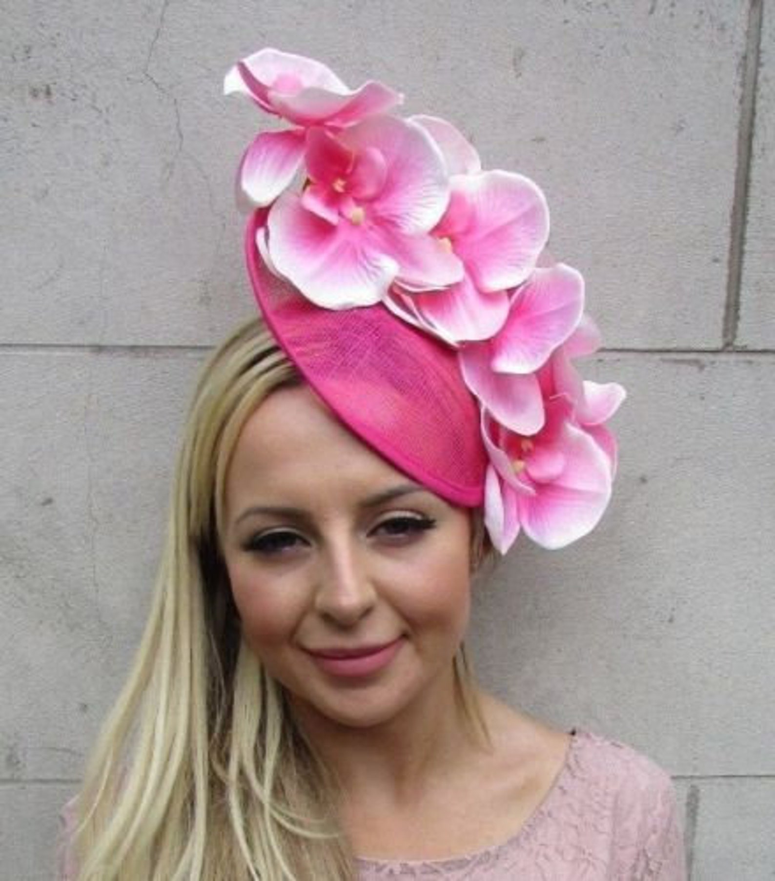 Hot Light Pink Orchid Flower Saucer Disc Hat Fascinator Headband ...