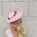 One off Piece Large Emerald Green Blush Dusky Pink Straw Style Hat ...