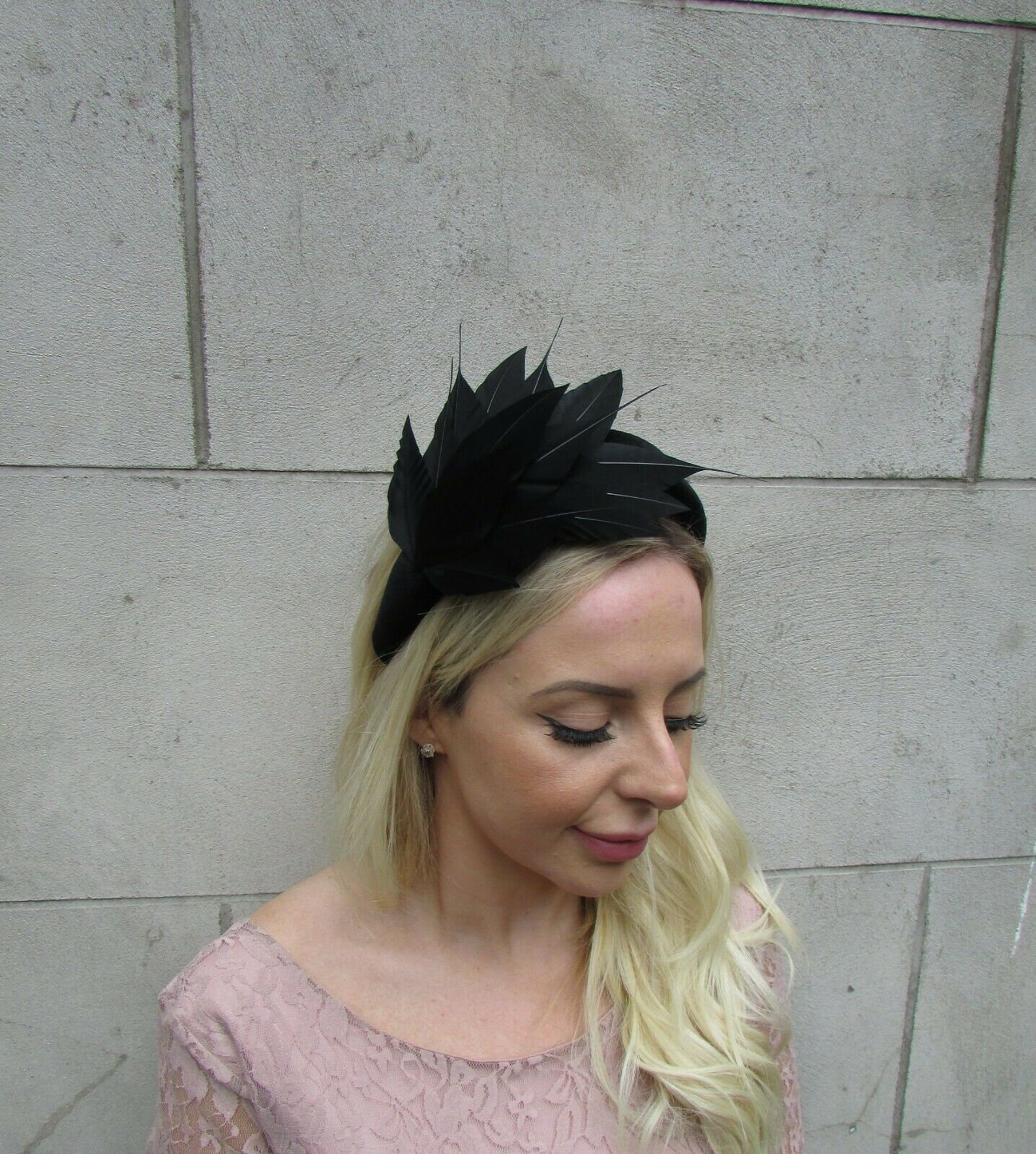 Black Feather Velvet Padded Headband Fascinator Headpiece - Etsy UK