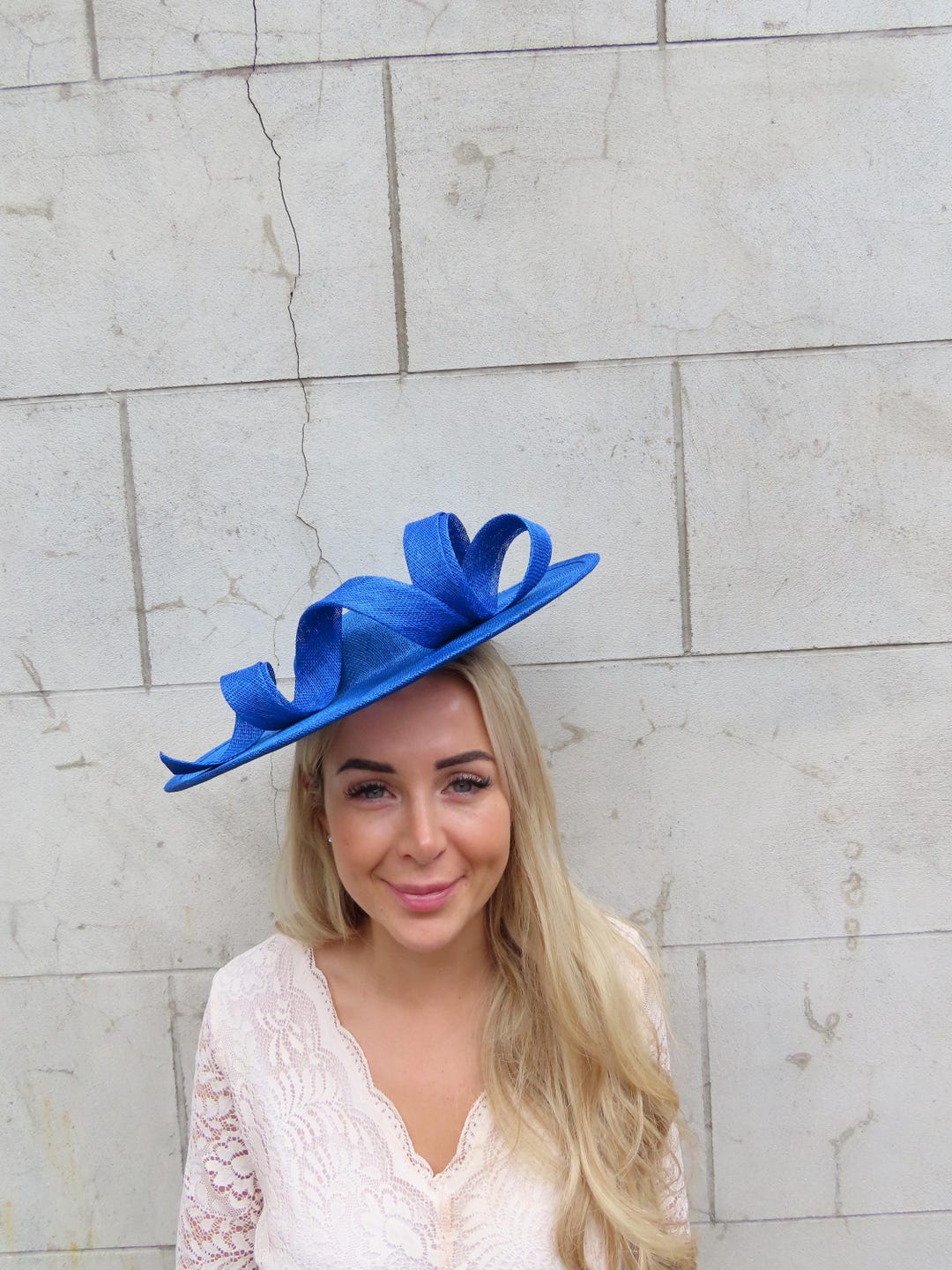 Large Cobalt Blue Hatinator Fascinator Disc Hat Saucer Sinamay Boater ...