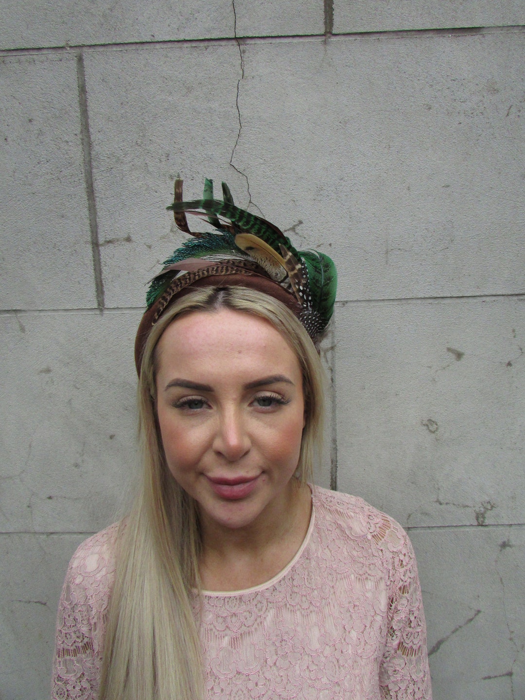 Brown Pheasant Green Peacock Feather Fascinator Headband Feather Padded ...
