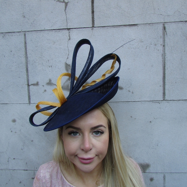 Navy Gold Fascinator - Etsy