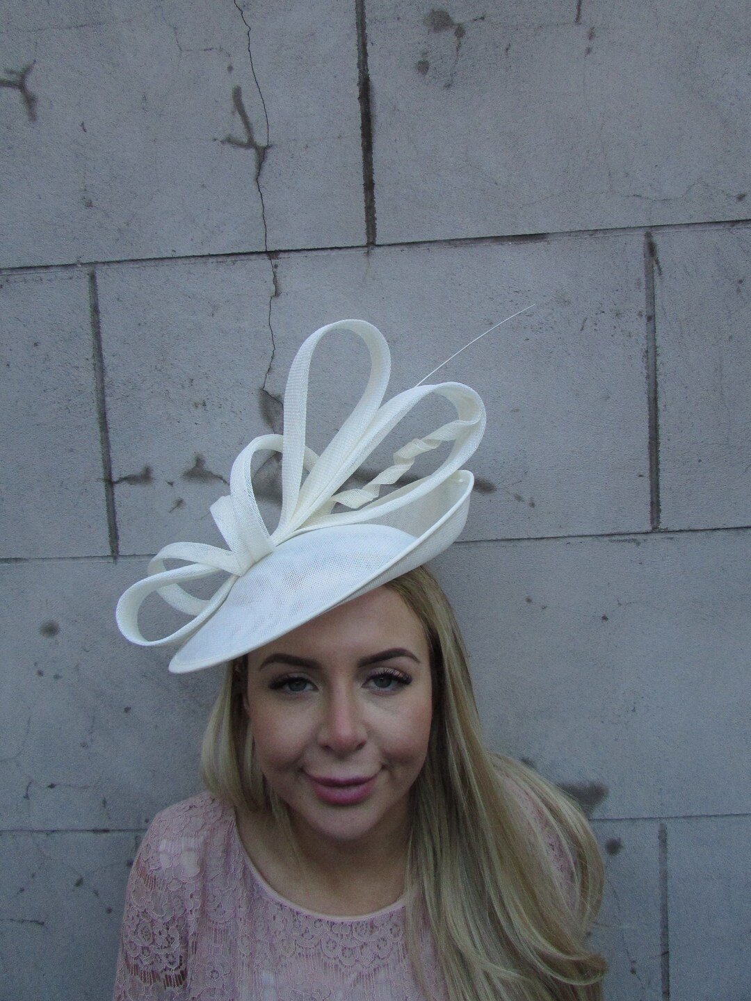 Large Cream Statement Fascinator Disc Hat Races Hatinator Wedding ...
