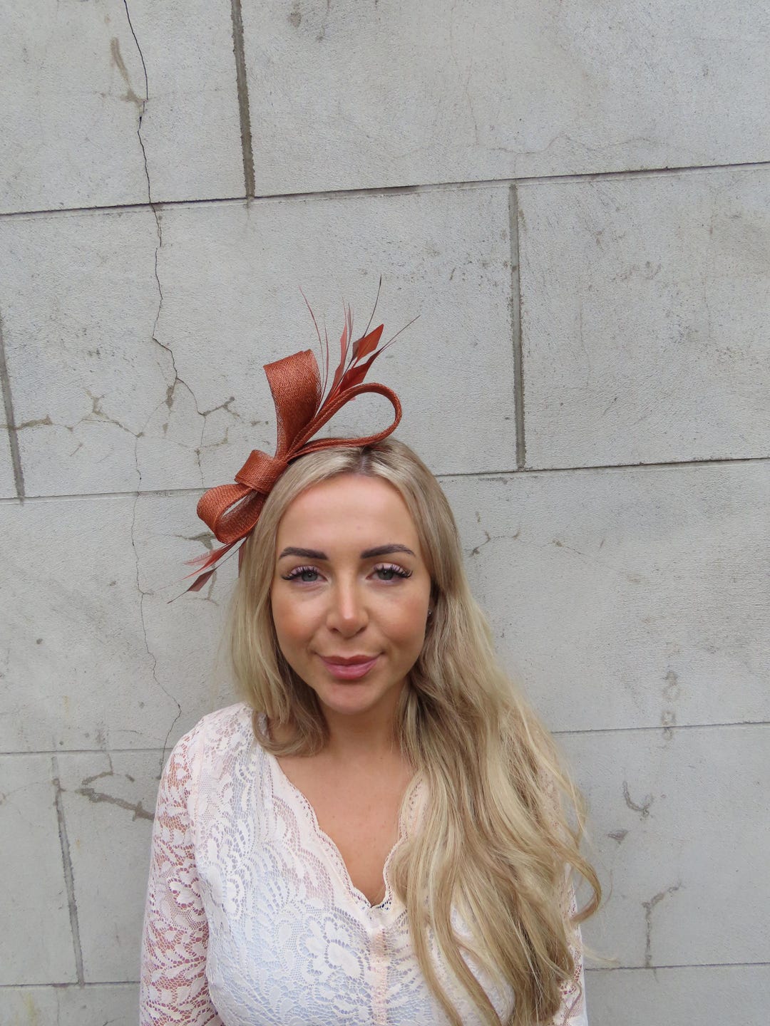 Rust Brown Feather Fascinator Headband Races Wedding Guest Sinamay One ...