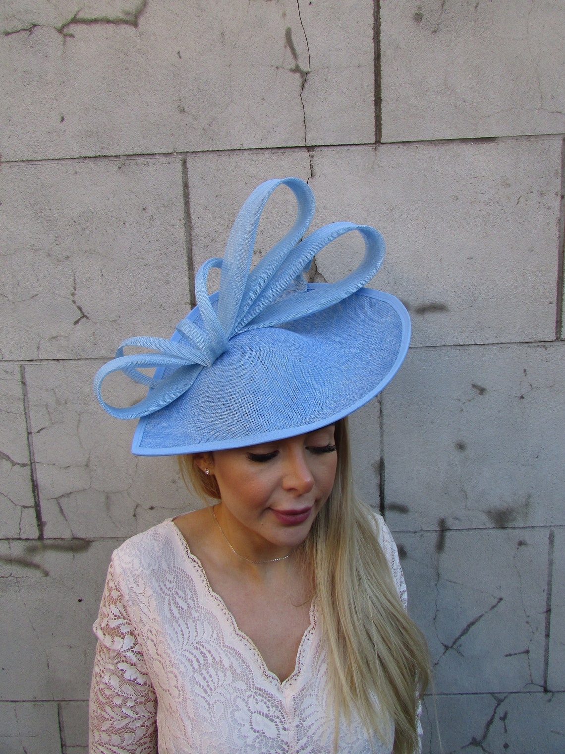 Large Light Blue Teardrop Fascinator Hat Big Hatinator Wedding Guest ...