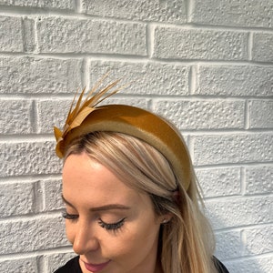 New Gold Velvet Feather Fascinator Padded Headband Headpiece Wedding ...
