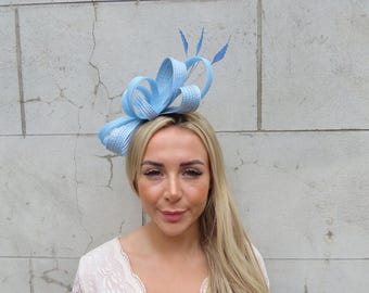 One off Piece - Light Baby Blue Fascinator Headband Headpiece Races ...