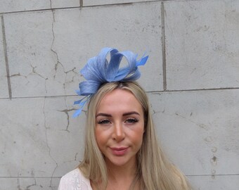One off Piece - Light Baby Blue Fascinator Headband Headpiece Races ...
