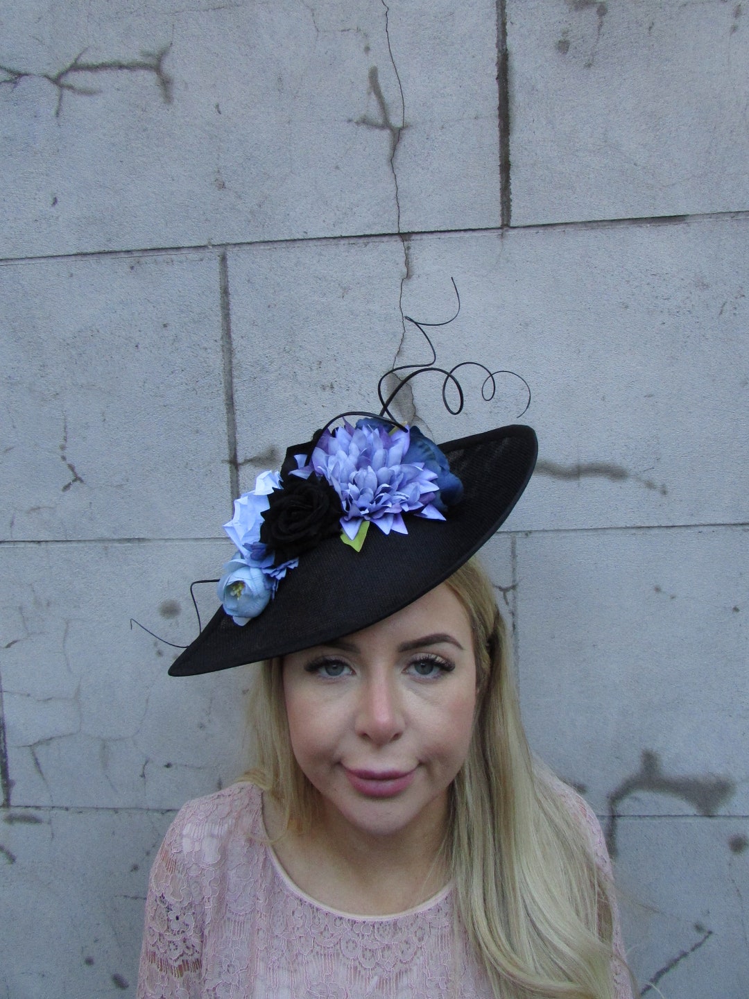 Large Black Cornflower Light Dark Blue Flower Feather Teardrop ...