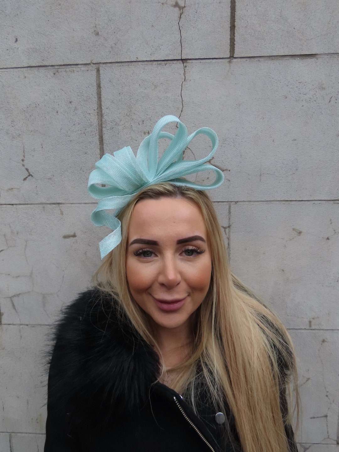 One off Piece - Light Duck Egg Blue Aqua Fascinator Headband Headpiece ...