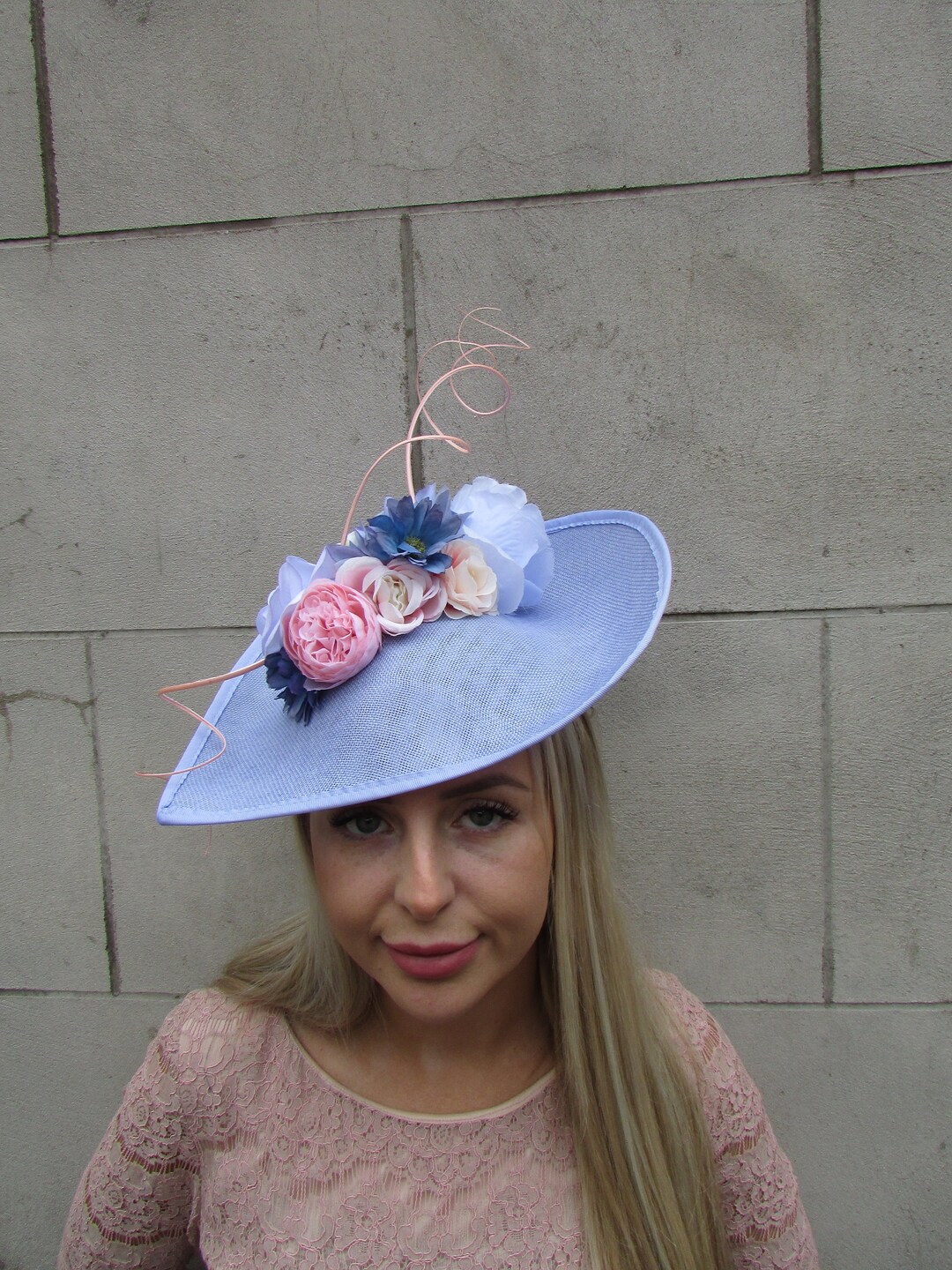 Large Light Cornflower Blue Lilac Periwinkle Blue Light Pink Blush Rose ...