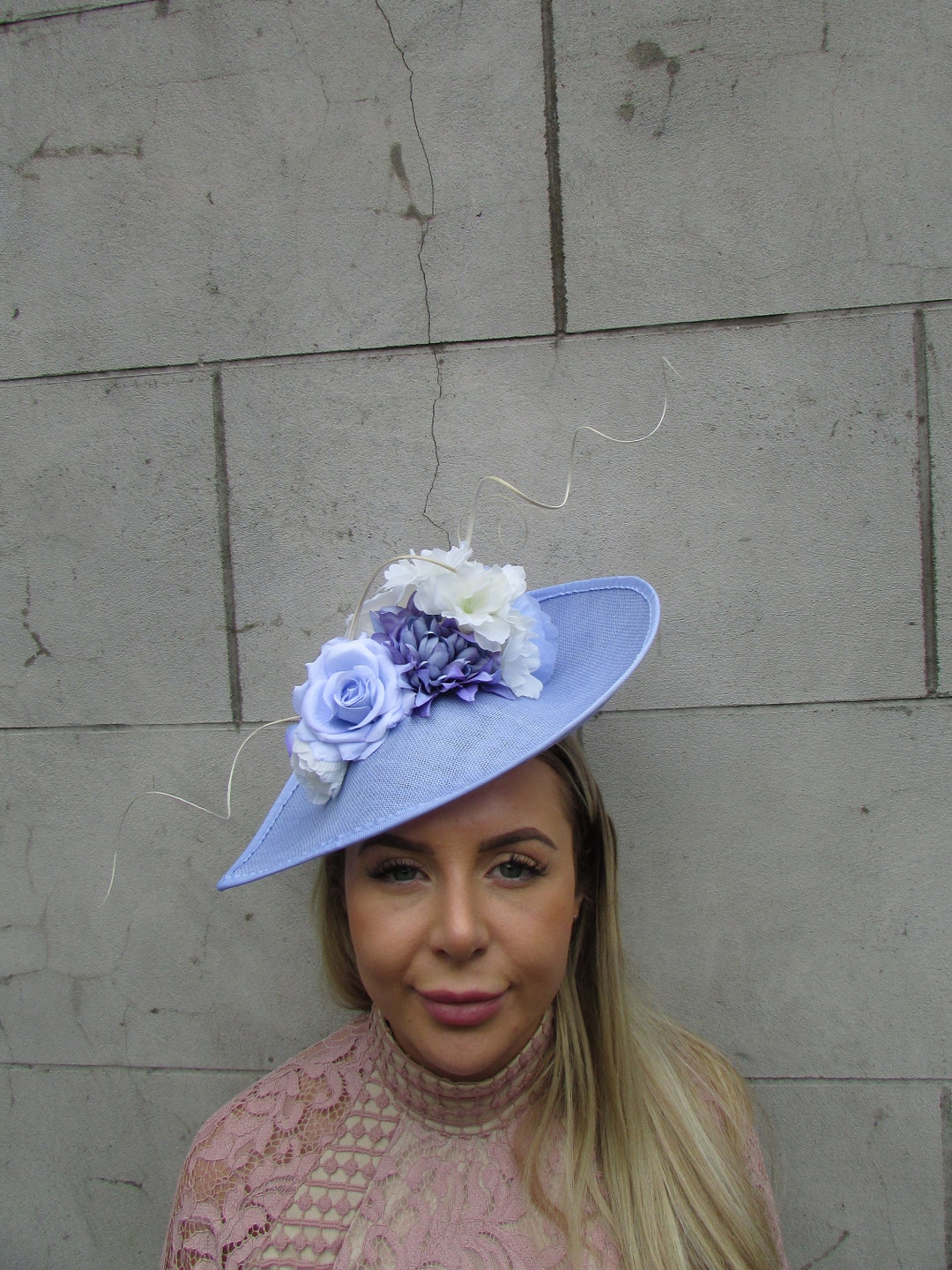 Large Cream Ivory Light Cornflower Blue Periwinkle Floral Flower ...