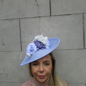 Large Cream Ivory Light Cornflower Blue Periwinkle Floral Flower ...