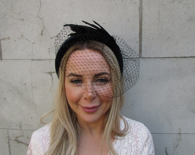 Vintage Fascinator Black Feather Fascinator Unique Feather Head Piece ...