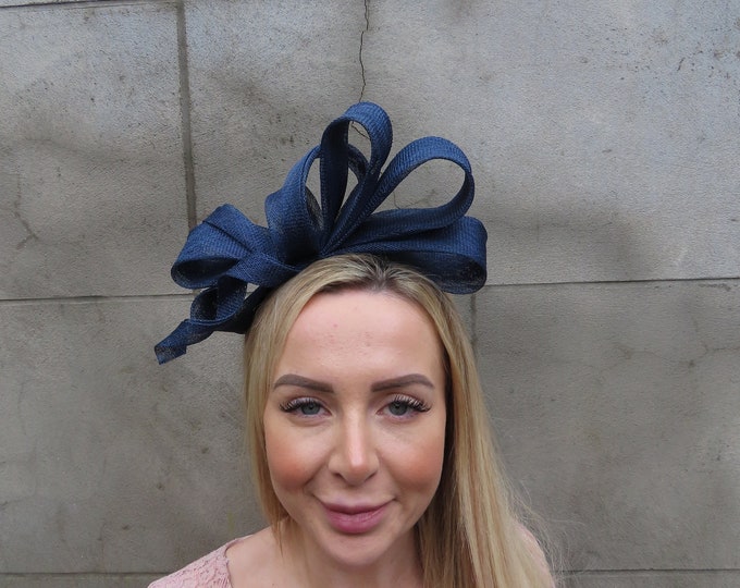 One off Piece - Navy Blue Fascinator Headband Headpiece Races Wedding ...
