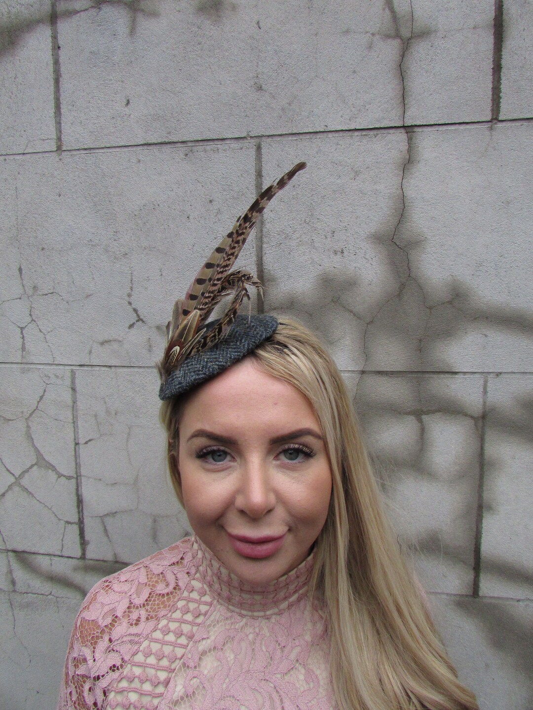 Dark Grey Charcoal Brown Harris Tweed Wool Brown Pheasant Feather ...