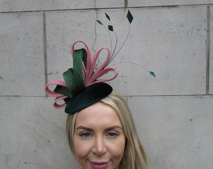 One off Piece Large Bottle Emerald Green Dusky Pink Blush Feather ...