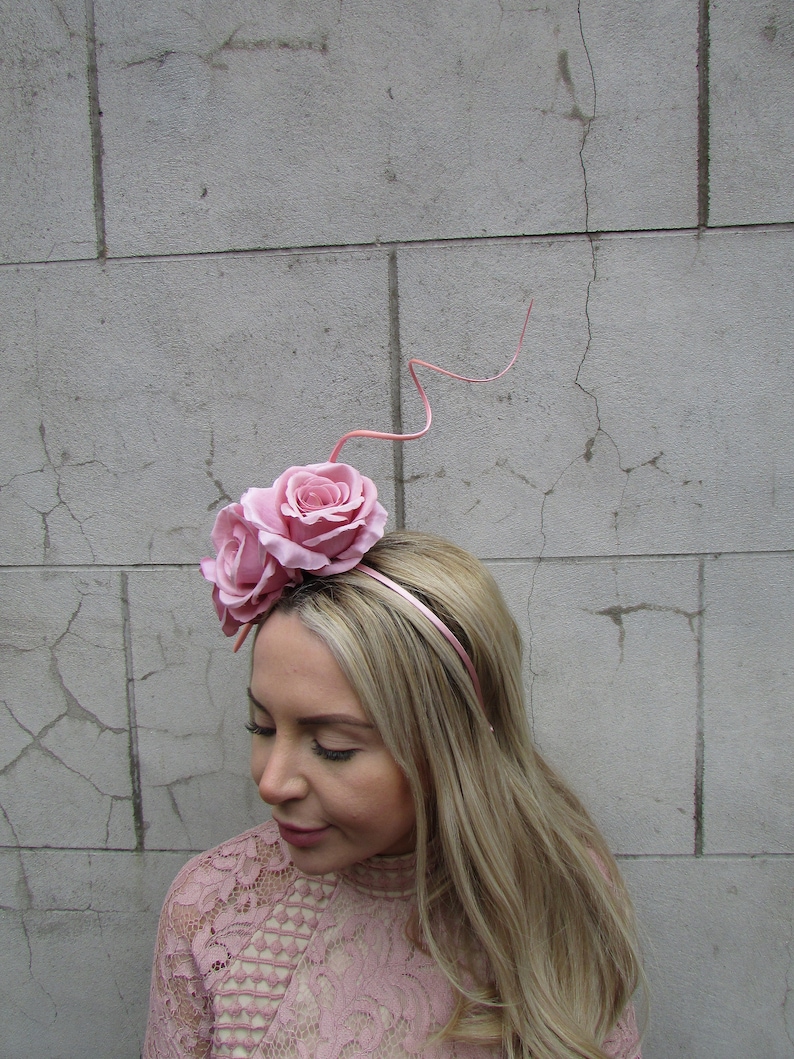 Blush Dusky Pink Rose Flower Fascinator Headband Headpiece - Etsy