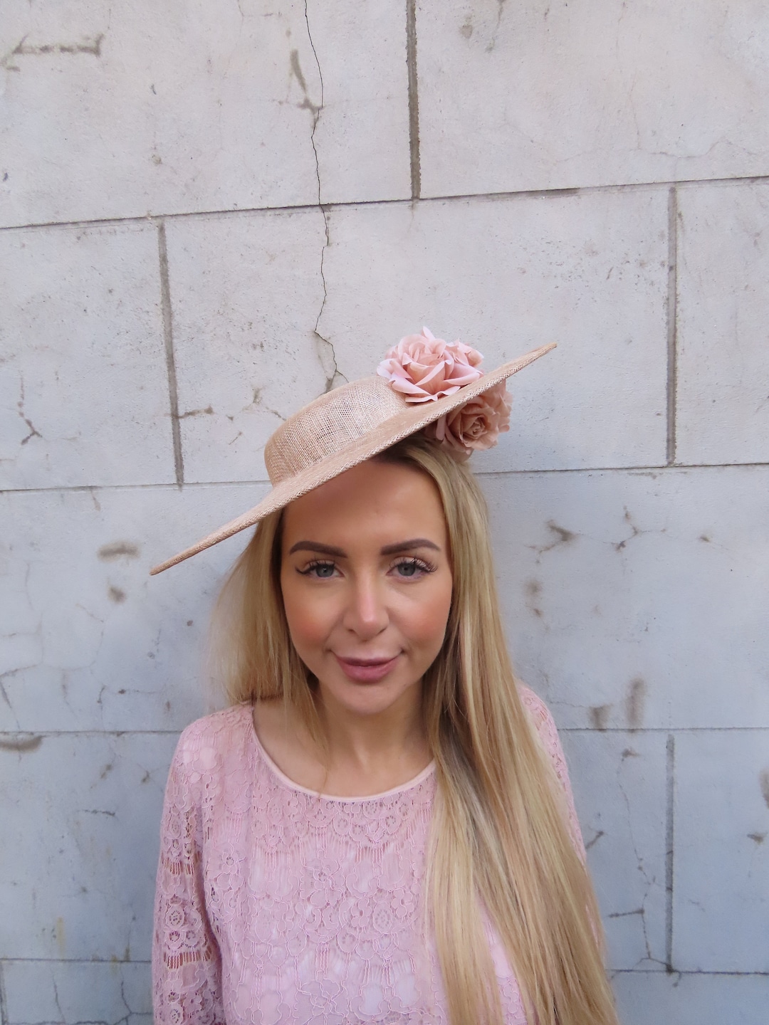 Nude Sinamay Rose Flower Floral Fascinator Disc Hat Saucer Boater ...