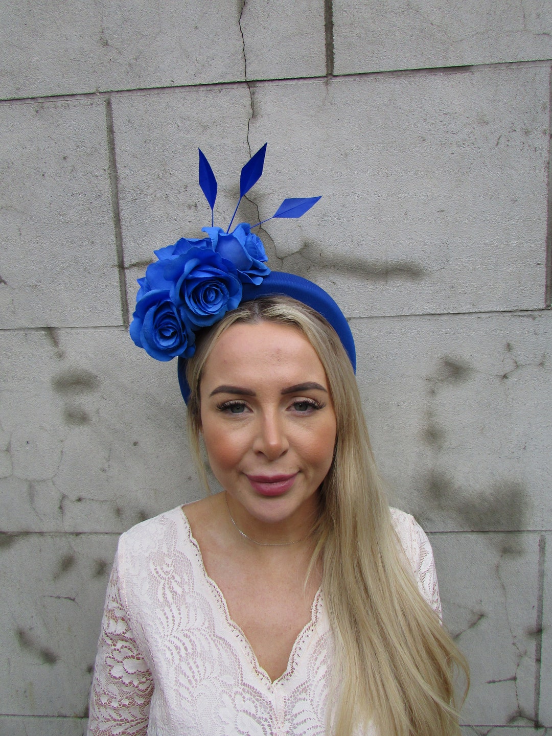 Royal Blue Rose Flower Padded Headband Fascinator Headpiece Wedding ...
