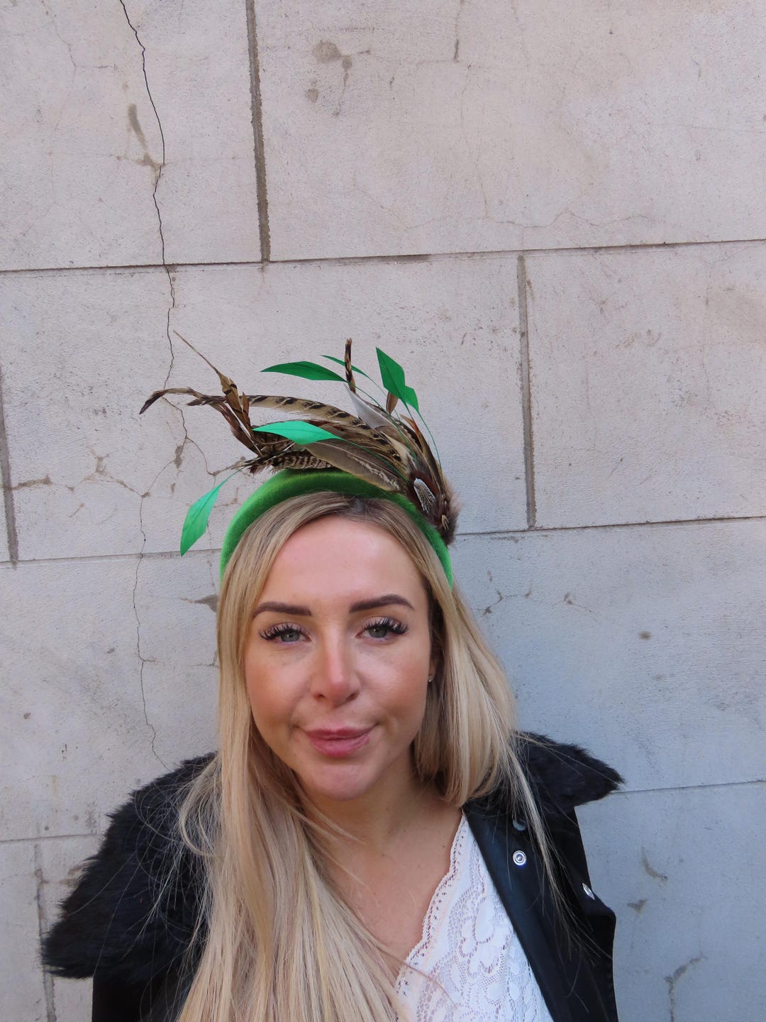 One off Piece - Emerald Green Velvet Pheasant Feather Padded Headband ...