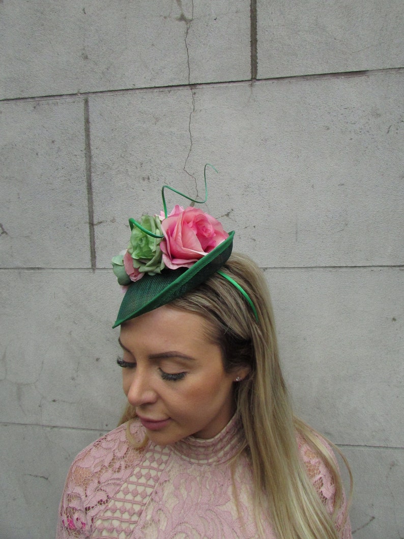 Emerald Green Blush Pink Dusky Pink Olive Green Feather Flower Saucer ...