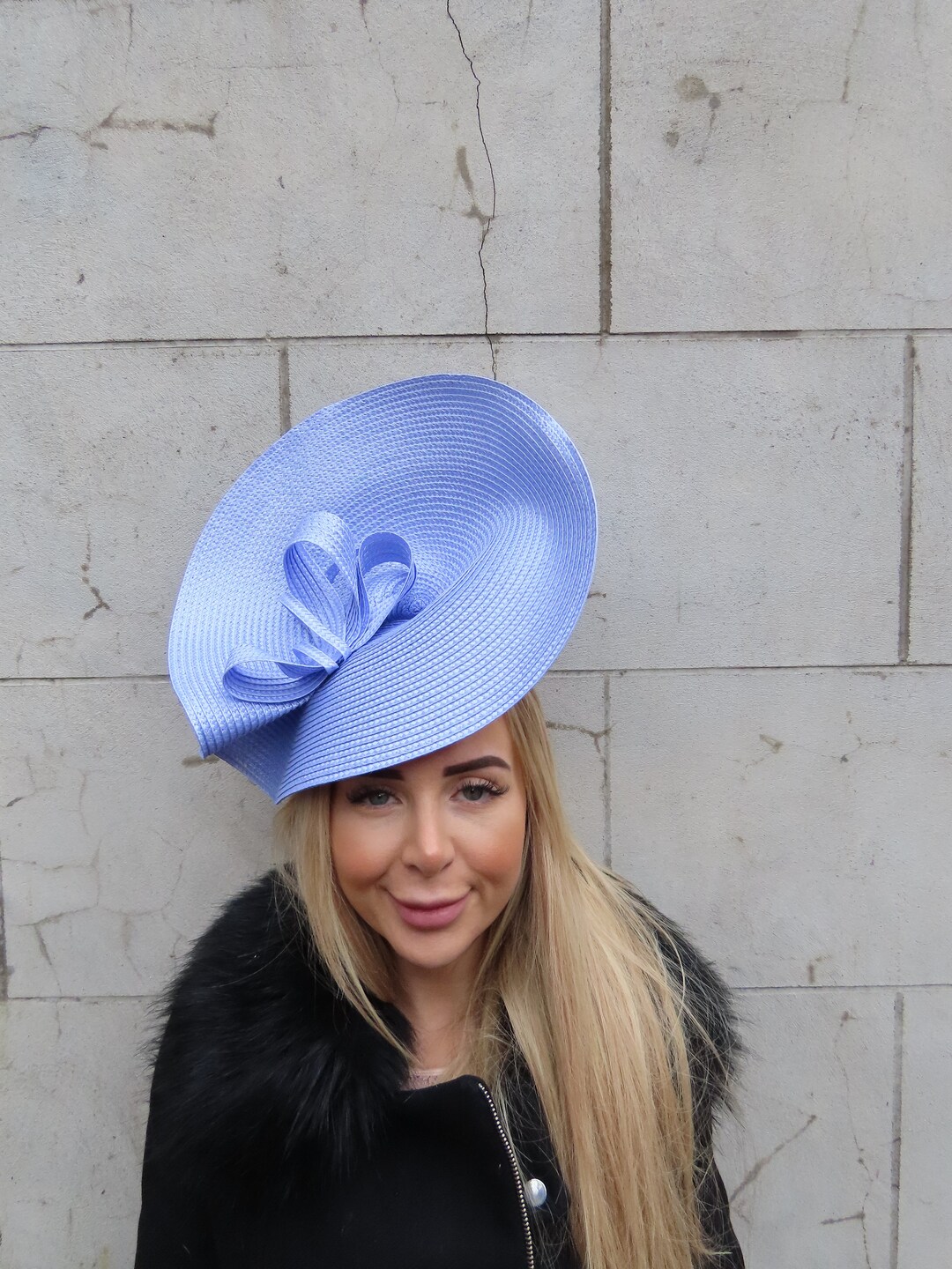 One off Piece Large Light Cornflower Lilac Blue Straw Style Hat ...