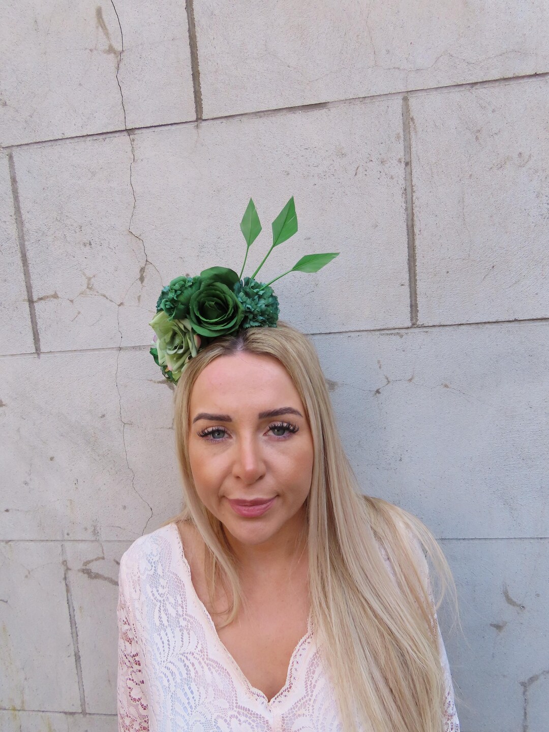 Green Flower Quill Feather Fascinator Headband Hair Band Races Wedding ...