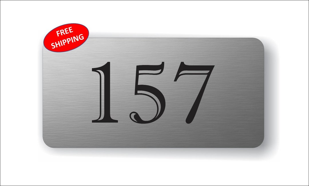 4" X 8" House Number Address Sign, Stainless Steel Color - FREE ...