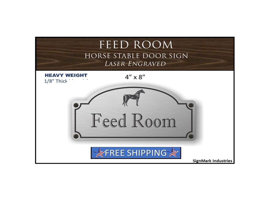 Heavy Weight 1/8" Thick 4" X 8" Feed Room Horse Stable Door Sign - FREE ...