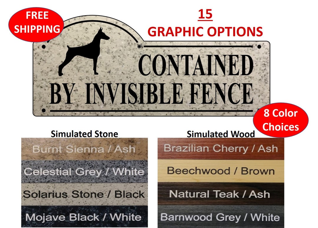 Dog Contained by Invisible Fence Sign, Doberman, German Shepherd, Pit ...