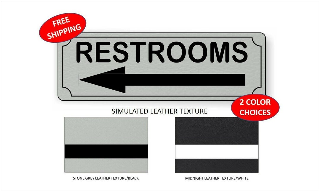 Laser Engraved "restroom Left Arrow" Plastic Door/wall Sign - Free ...