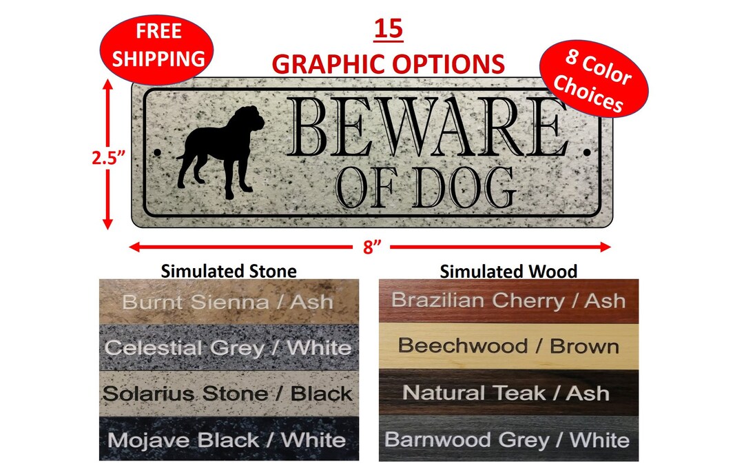 BEWARE OF DOG Sign, Beagle, Boxer, Dachshund, Husky, Poodle, Rottweiler ...