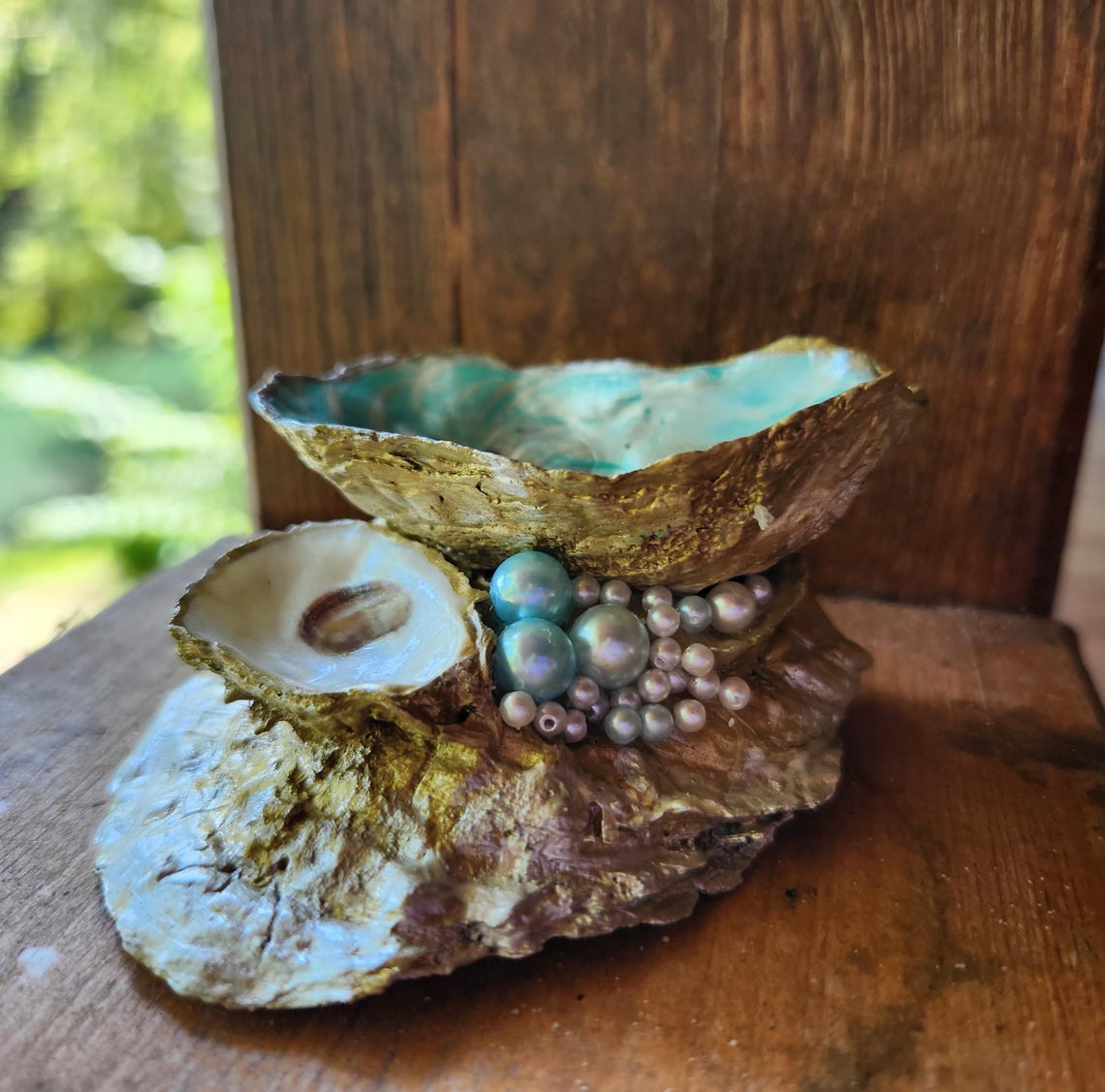 Oyster Shell Jewelry or Trinket Dish, Beaded, Ocean, Gift, Coastal ...