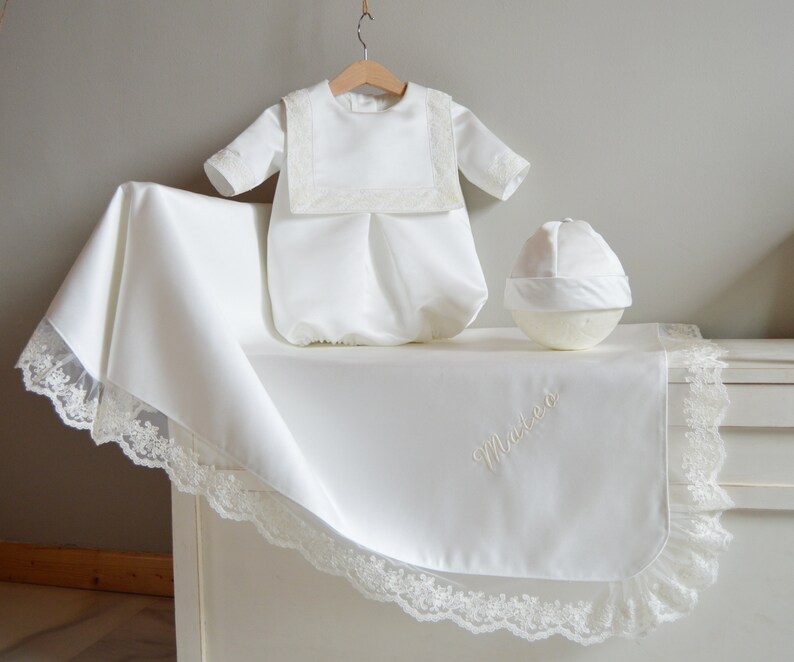 MATEO BAPTISM ROMPER Christening Romper Christian Blessing or Naming ...