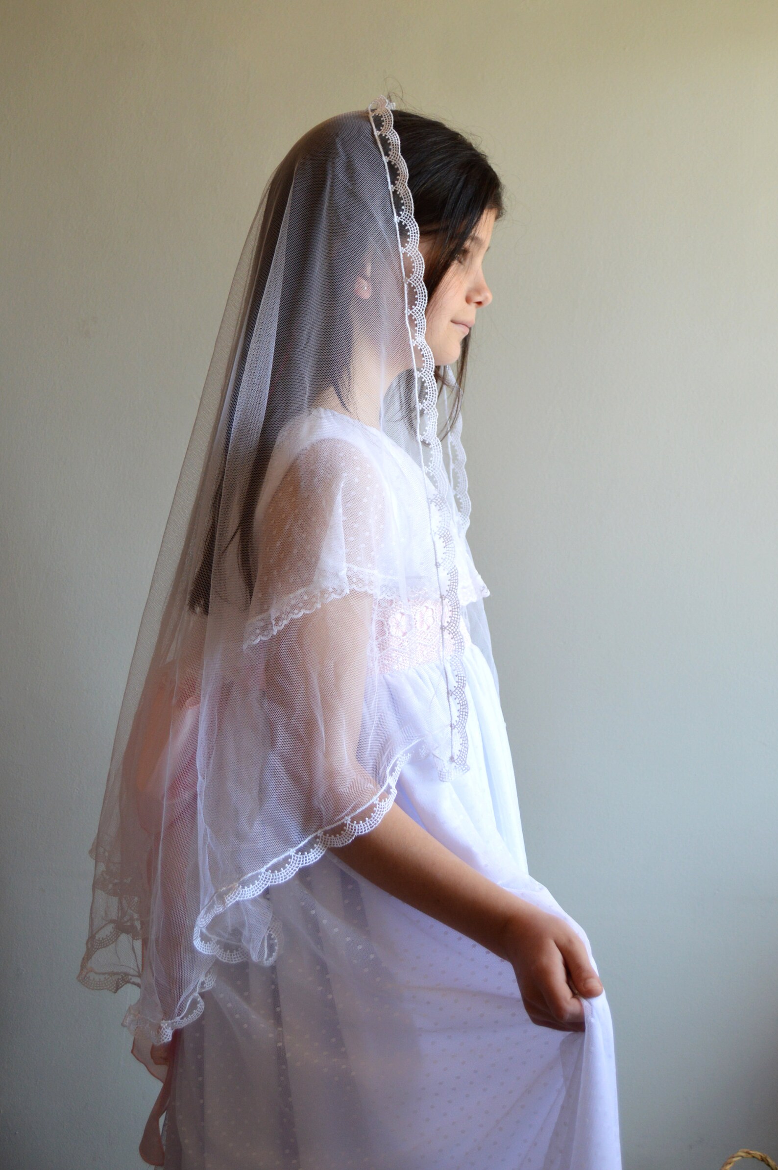 ELISA Communion Dress White or Ivory, Organic Cotton Bambula. Sash ...