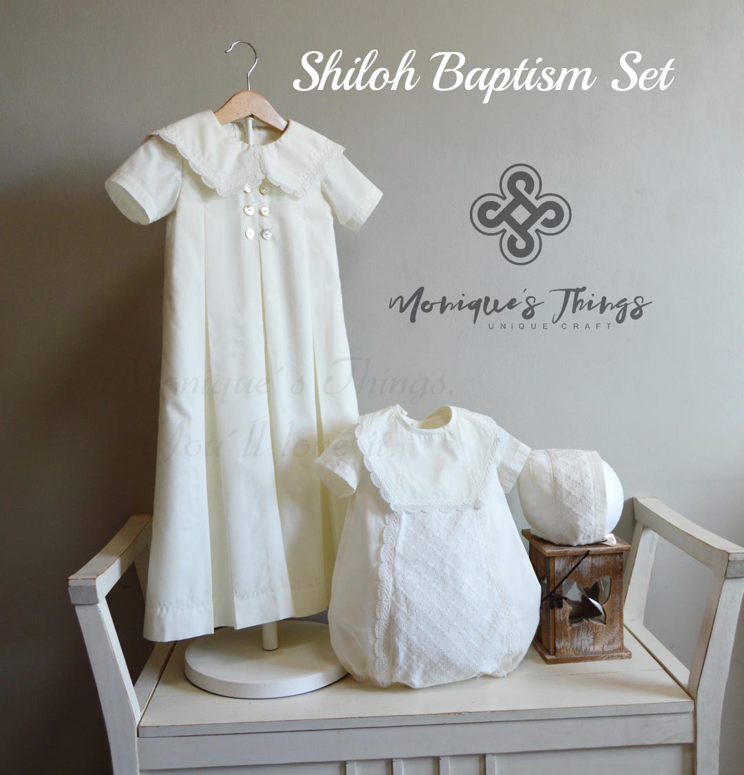 SHILOH LIMITED EDITION Unisex Christening Set Baptism Gown Cotton ...