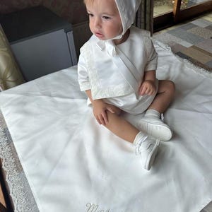 MATEO BAPTISM ROMPER Christening Romper Christian Blessing or Naming ...