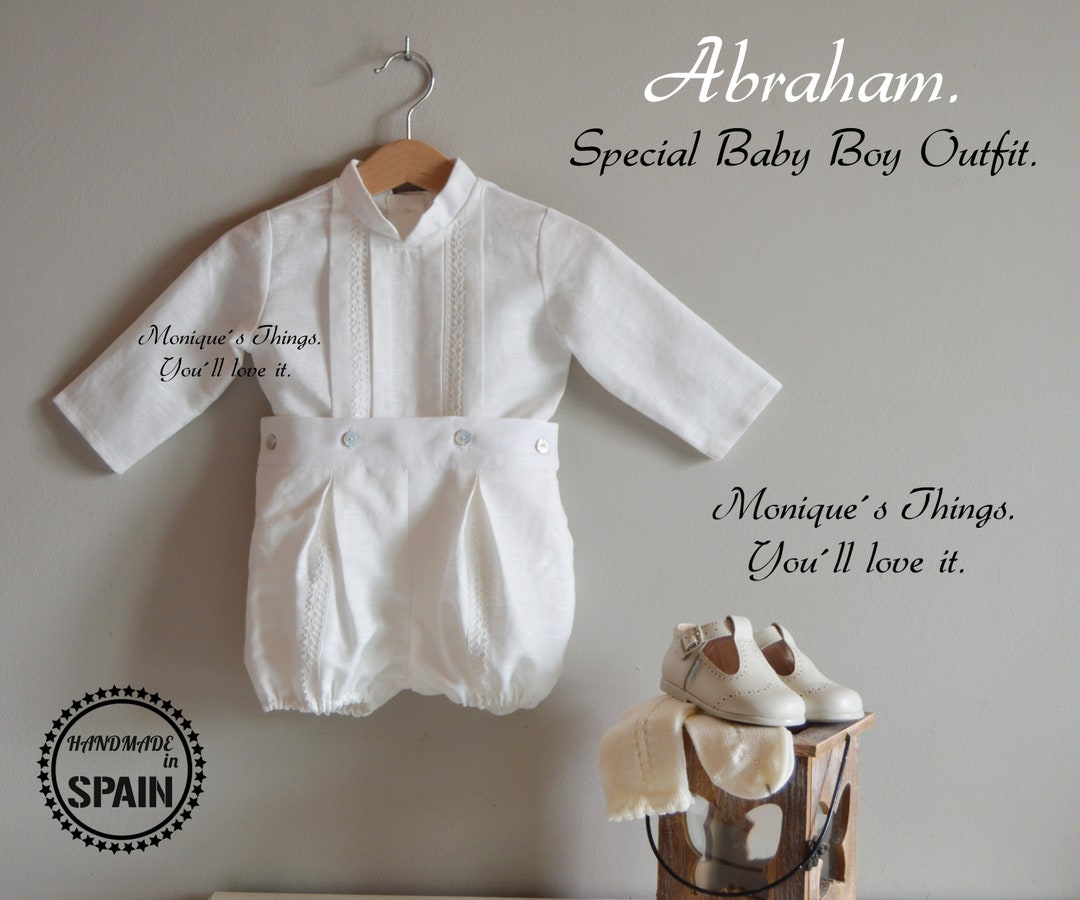 Luxury Outfit Gown Model ABRAHAM. Baby Nb to 2 Years. Linen. Custom ...