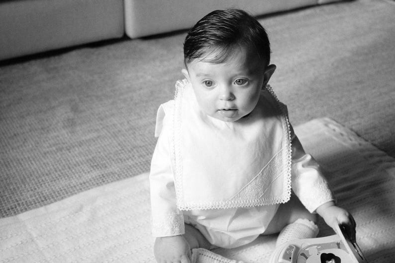 MATEO BAPTISM ROMPER Christening Romper Christian Blessing or Naming ...