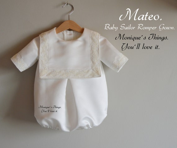 MATEO BAPTISM ROMPER Christening Romper Christian Blessing or - Etsy