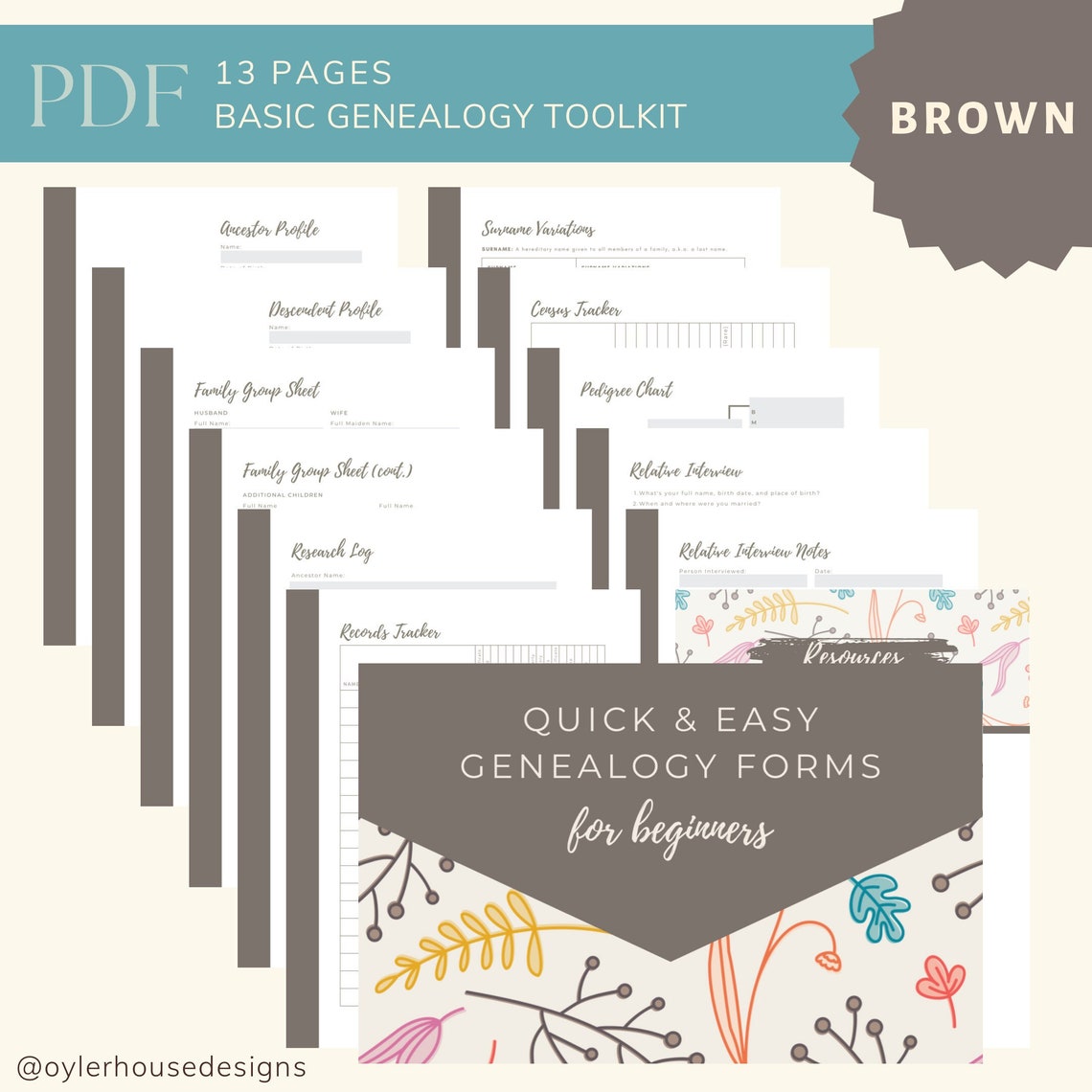 Printable Genealogy Forms Basic Genealogy Toolkit PDF Instant Download ...