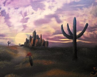 Desert oil painting | Etsy