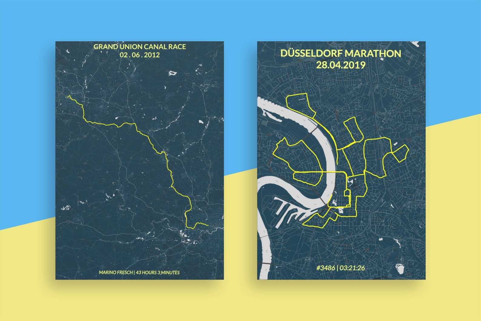 Blueprint Style Marathon Gift for Runner/personalised Marathon Map/gift ...