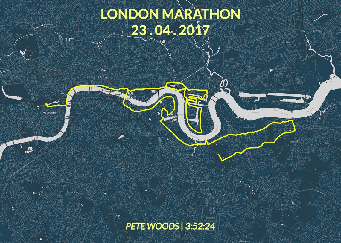 Blueprint Style Marathon Gift for Runner/personalised Marathon | Etsy