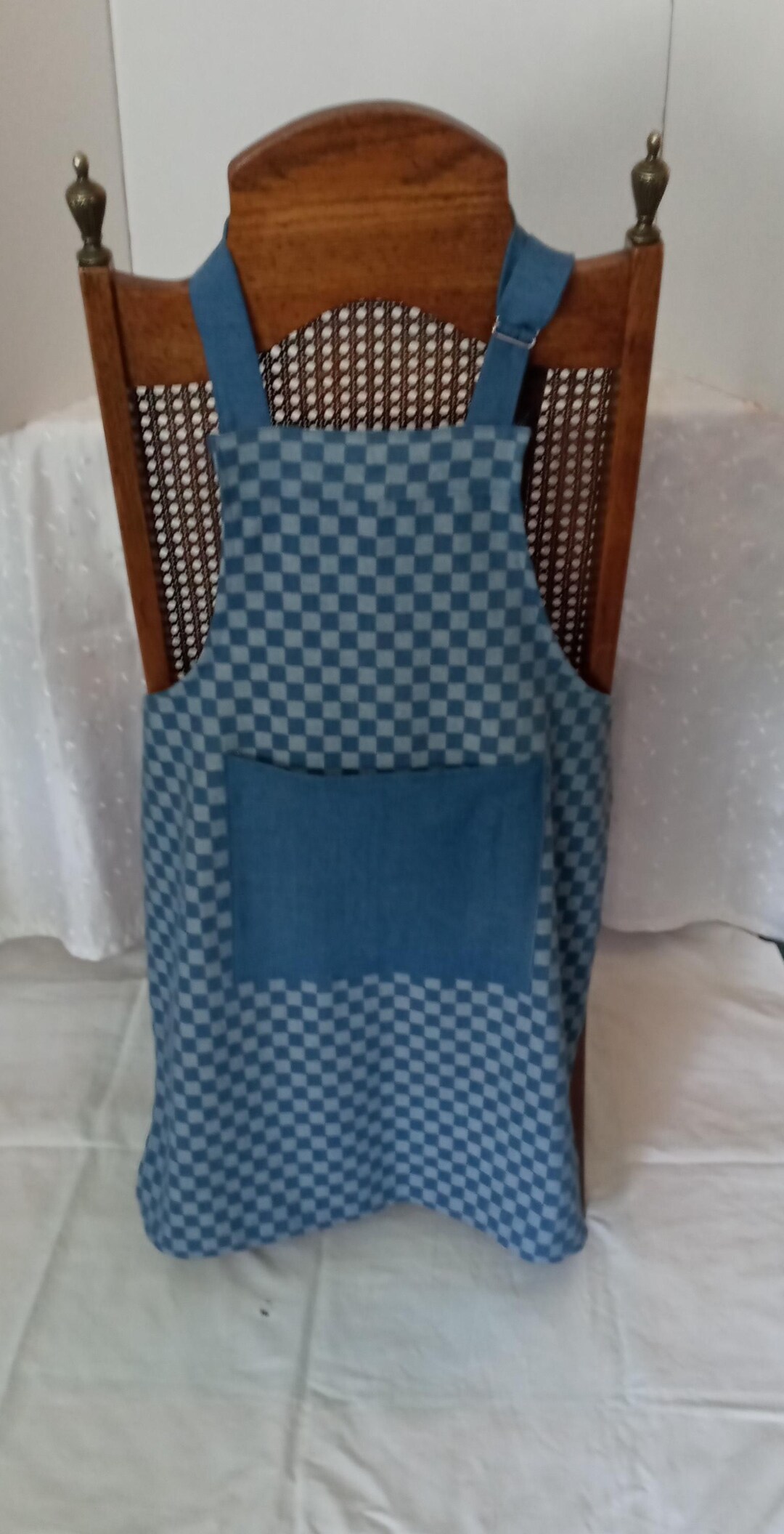 BLUE DEMIN APRON, Checkered Apron, Square Pocket Apron, Blue Apron ...