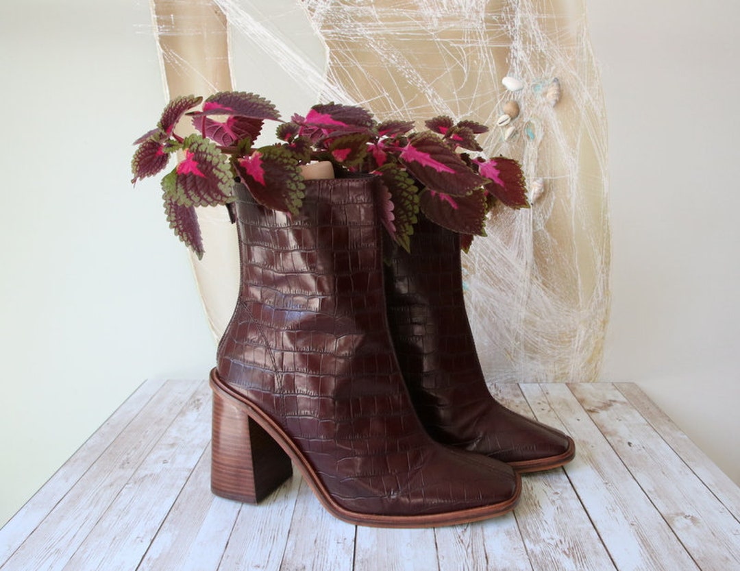 Burgundy Leather Ankle Boots High Heel Women Boots Size 40/9 - Etsy