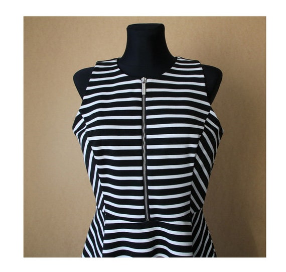 Michael Kors Striped Black White Dress Women s Sleeveless Dress Medium Size Etsy Canada