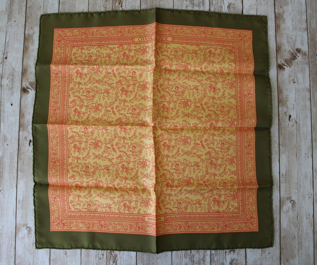 Authentic HERMES Scarf ''chasse En Inde'' Made in France Size 42x42 - Etsy